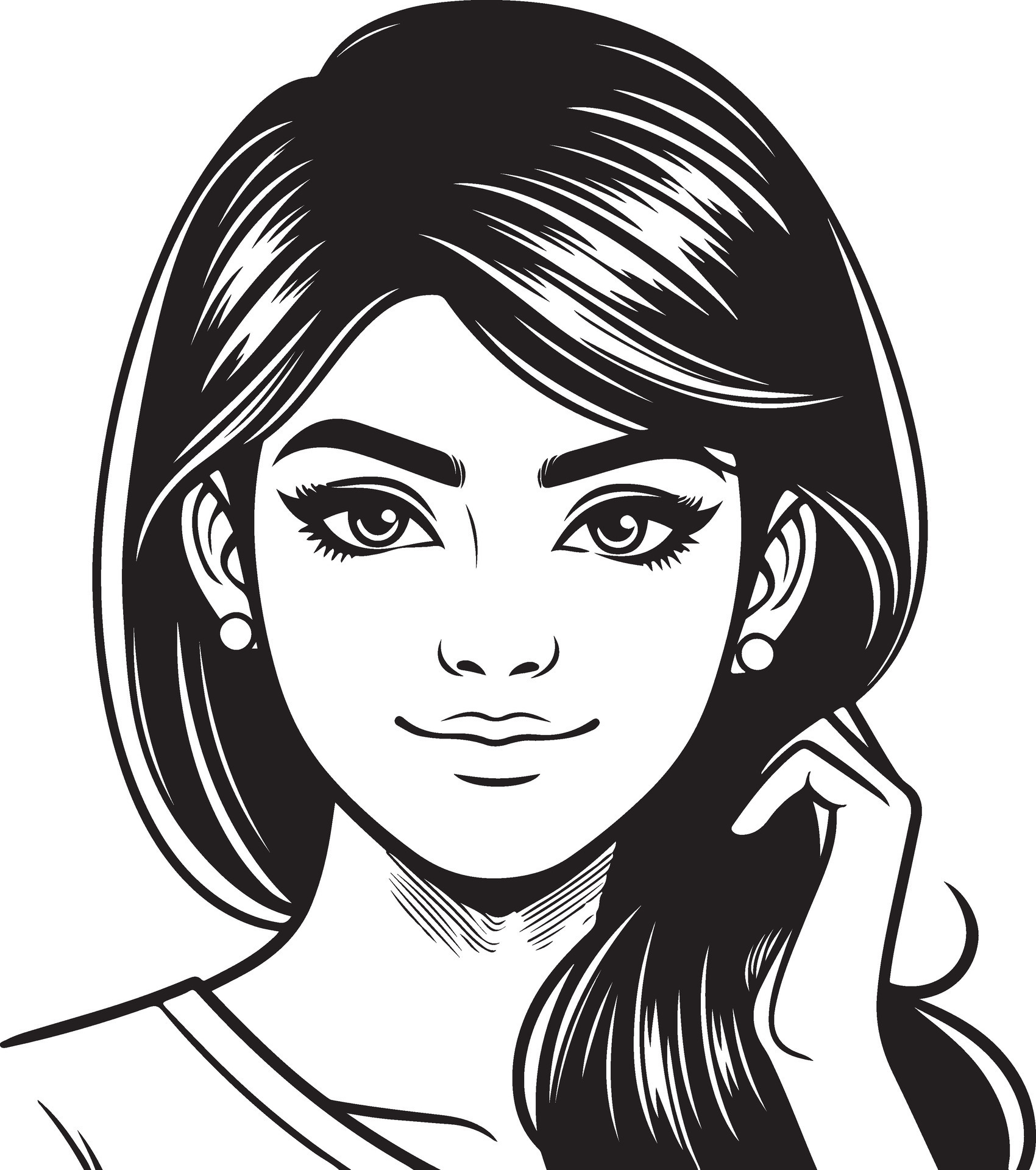 Minimalist Indian Woman Icon Art Black And White With Simple Line Drawing 50129601 Vector Art