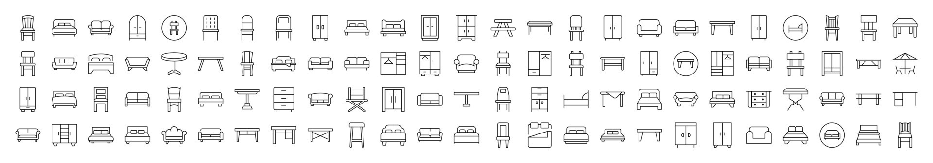 Outline Web Line Icons Collection Editable Stroke Minimalistic Linear