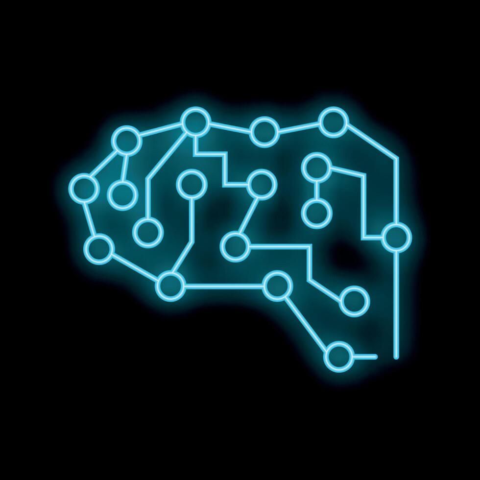 Neon blue artificial intelligence brain illustrating machine learning ... Neon blue artificial intelligence brain illustrating machine learning ...