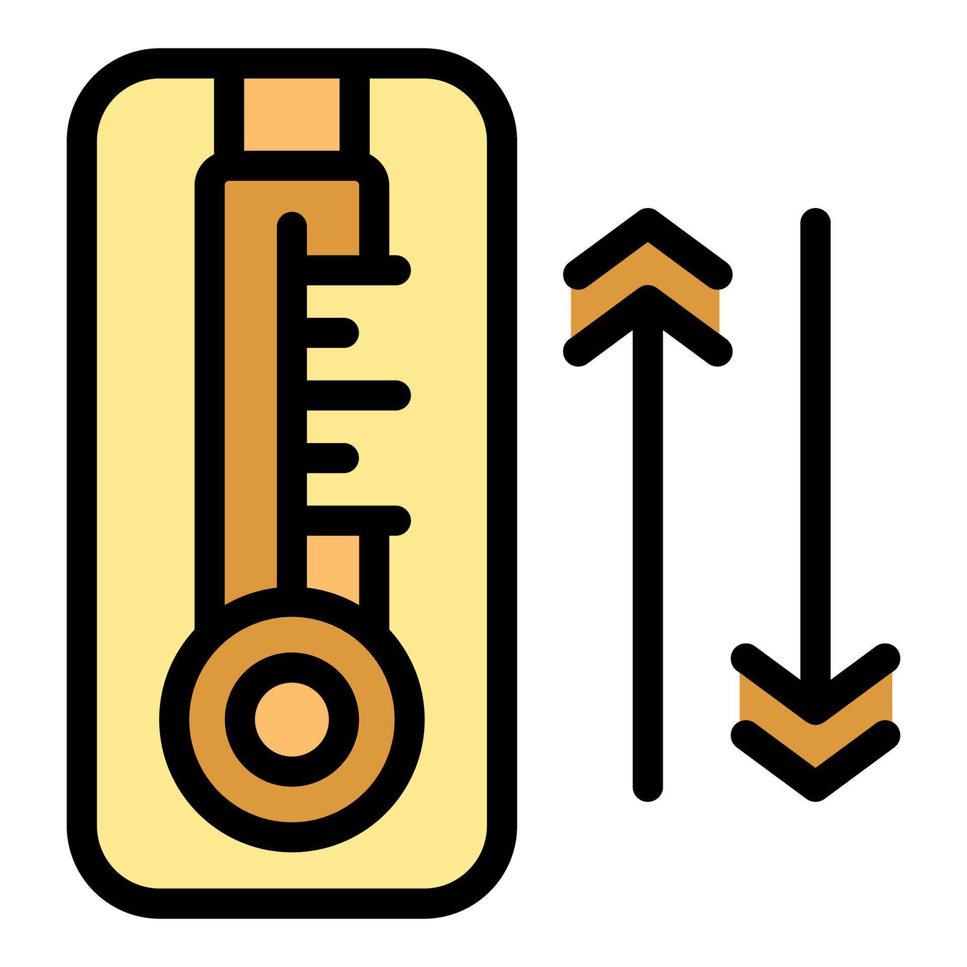 Thermometer showing temperature increase and decrease with arrows ...