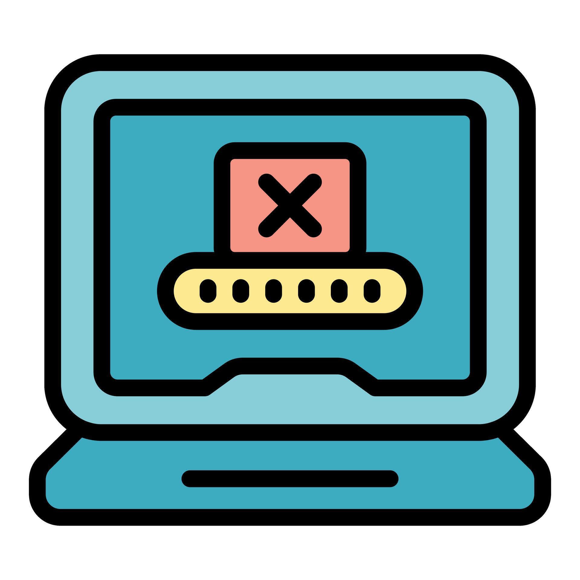 Laptop showing wrong password notification with cross mark icon on screen 50140260 Vector Art at ...