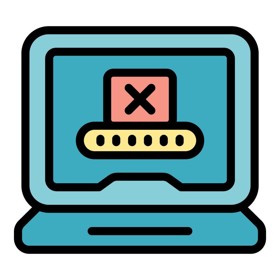 Laptop Showing Wrong Password Notification With Cross Mark Icon On