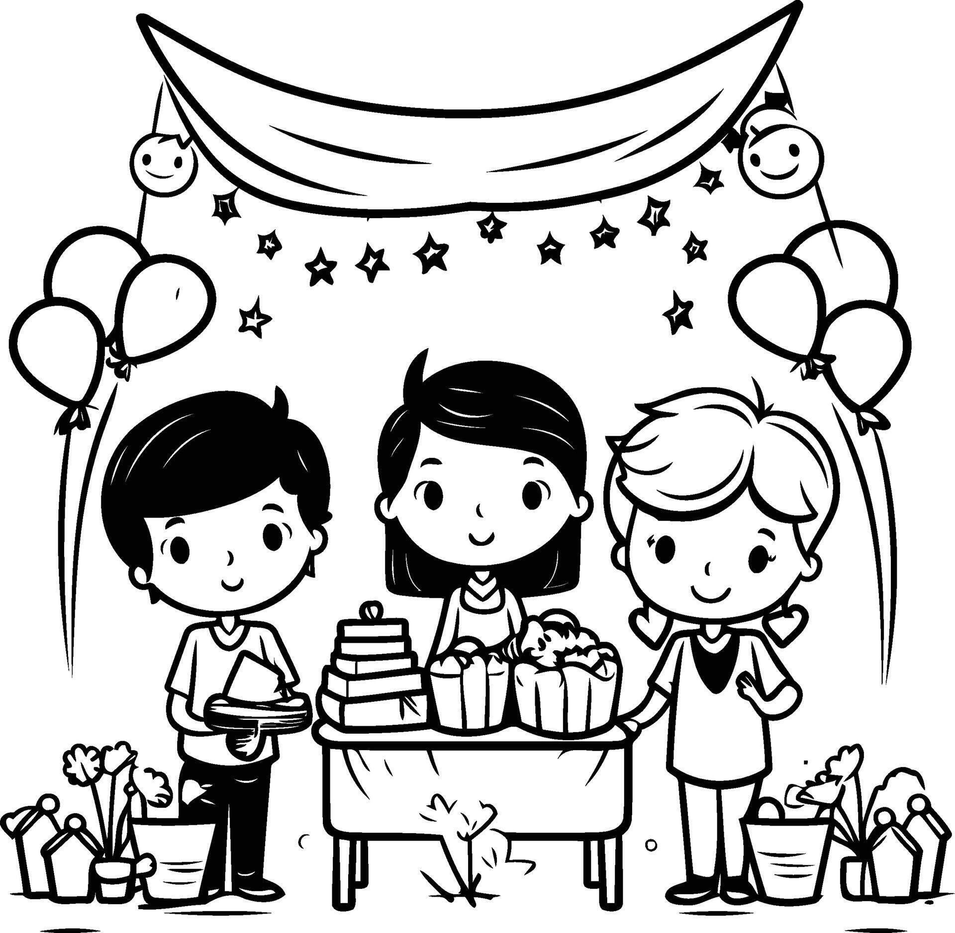 Happy birthday coloring pages for kids 50143708 Vector Art at Vecteezy