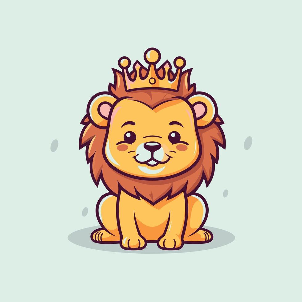 Cute lion with crown illustration 50151284 Vector Art at Vecteezy