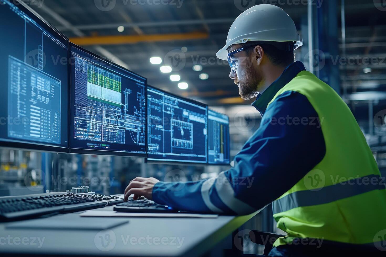 Focused engineer analyzing data in a modern workspace 50158127 Stock Photo at Vecteezy