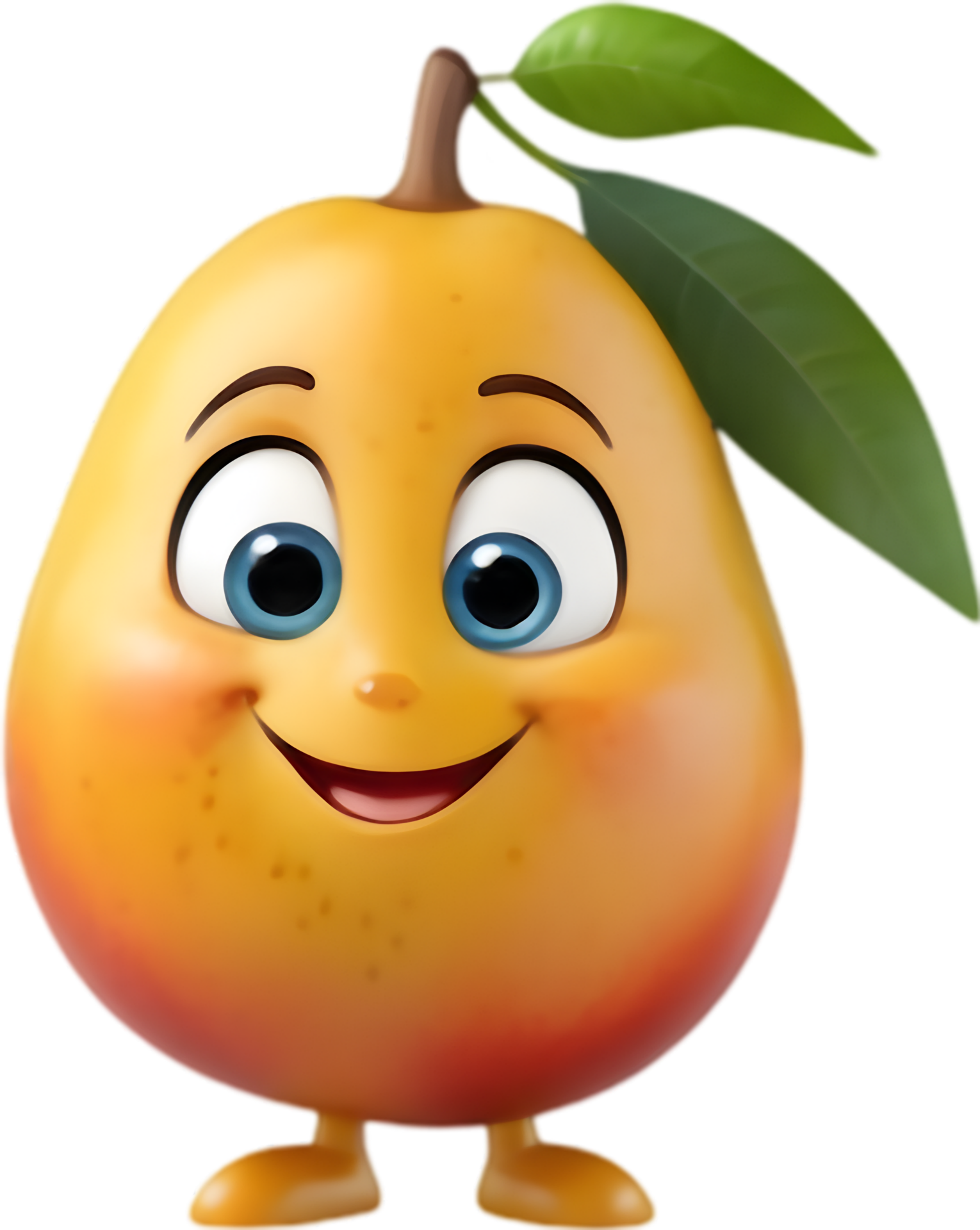 Cheerful Yellow Mango With Expressive Eyes 50170943 Png