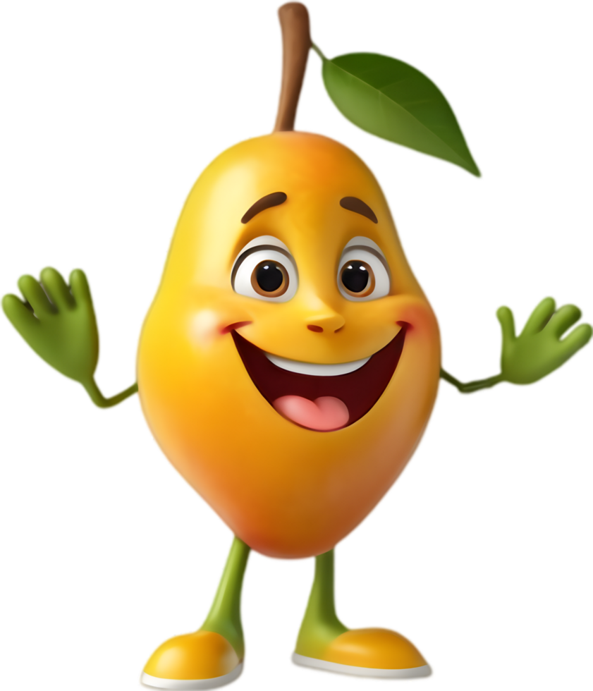 Cheerful Yellow Mango Fruit With Grinning Face 50170963 Png