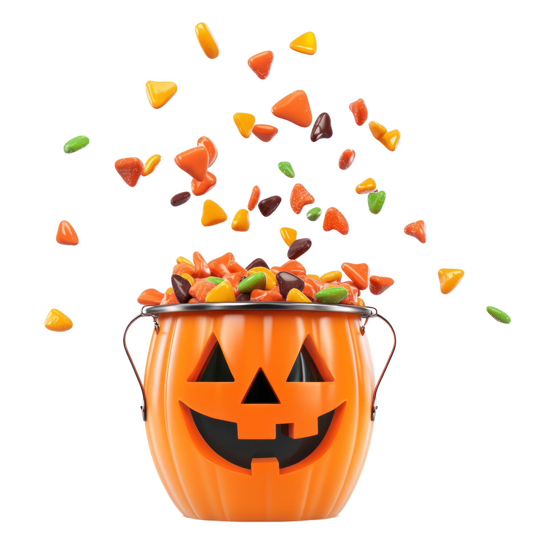 halloween pumpkin bucket with candy on transparent background 50172373 PNG