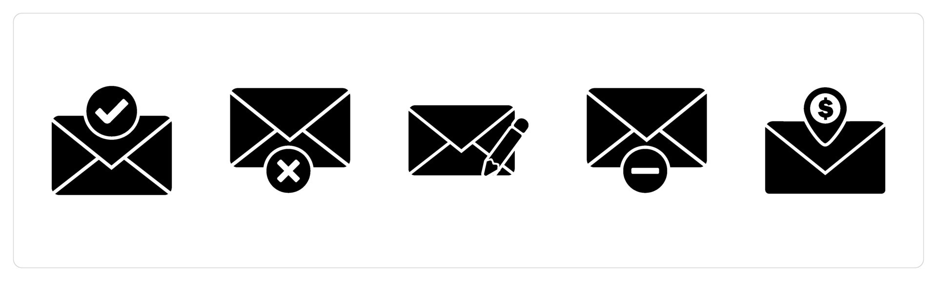A set of 5 business icons as right message, wrong message, edit message ...