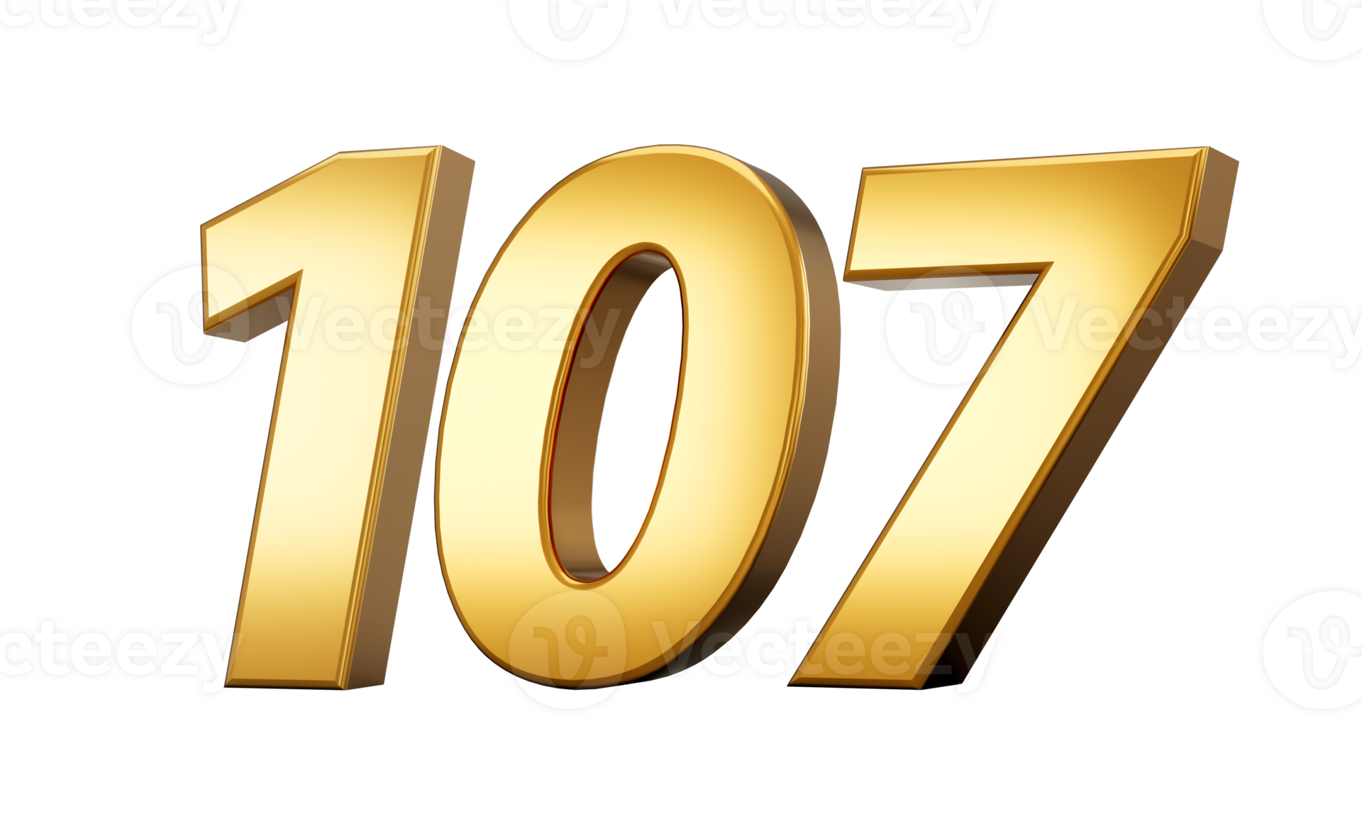 3d number 107 one hundred seven Gold text 3d illustration 50205541 PNG