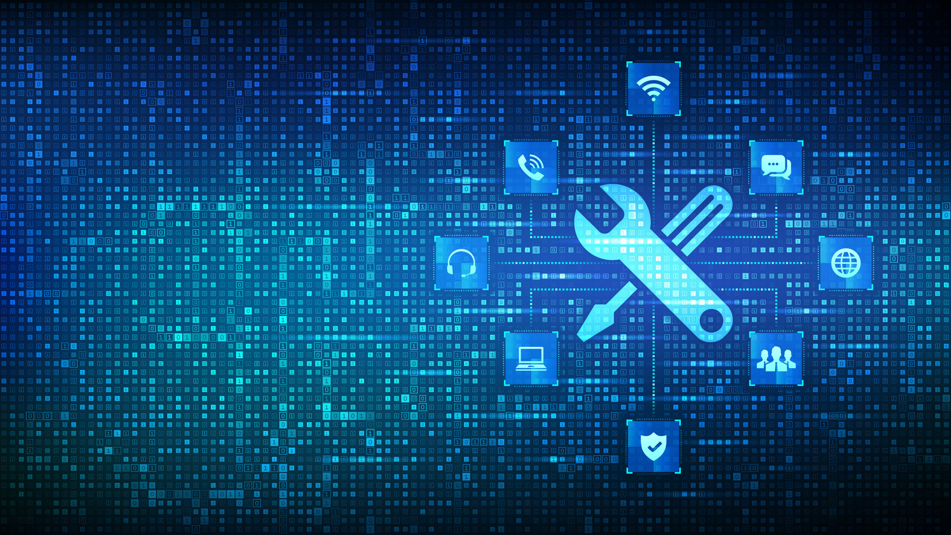 Technical support icon made with binary code. Customer help. Online tech support concept ...