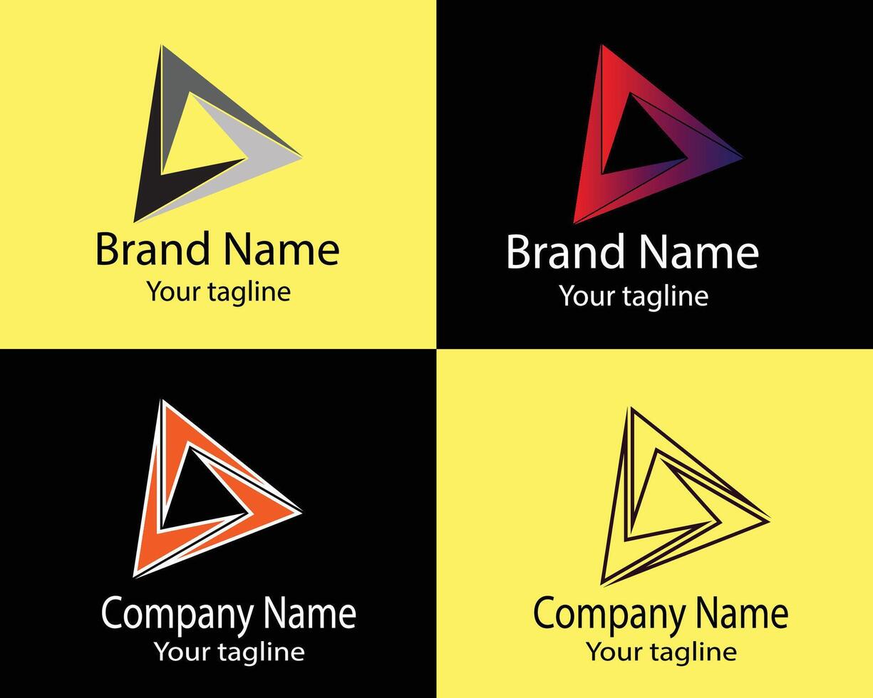 Triangle Shaped Color Editable Abstract - Four different best logos with the same shape ...