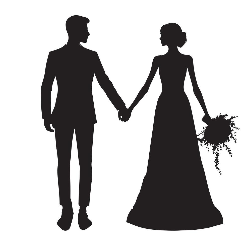 Silhouette Couple Holding Hands Drawing