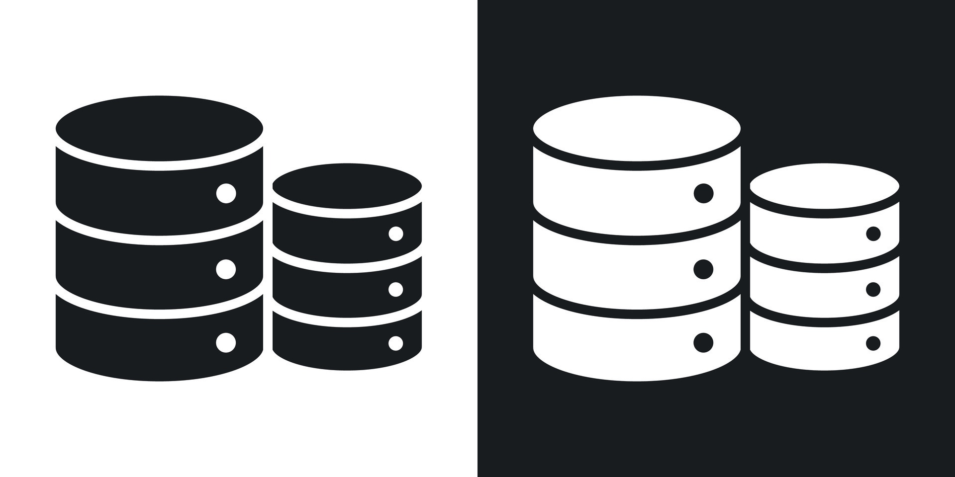 Database Icon Set Black Filled And Outlined Style 50216043 Vector Art