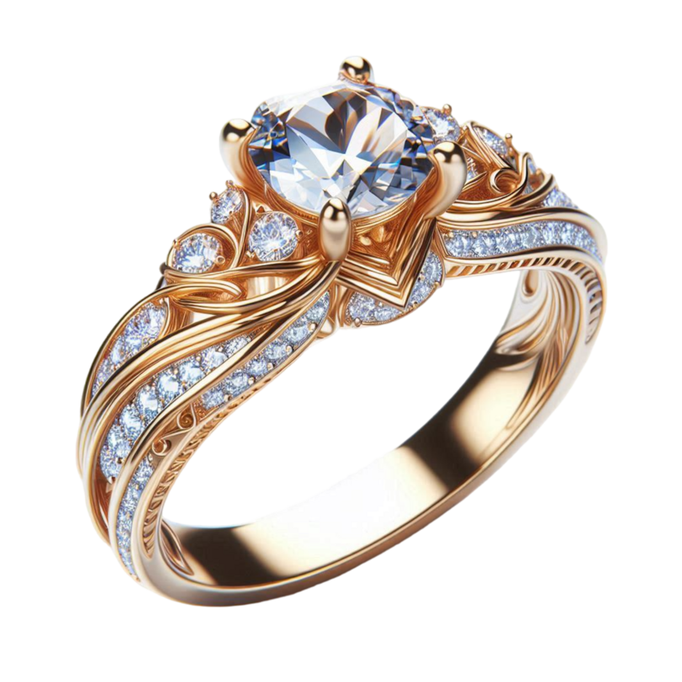 Yellow gold ring with precious stones, jewelry isolated on transparent ... Yellow gold ring with precious stones, jewelry isolated on transparent ...