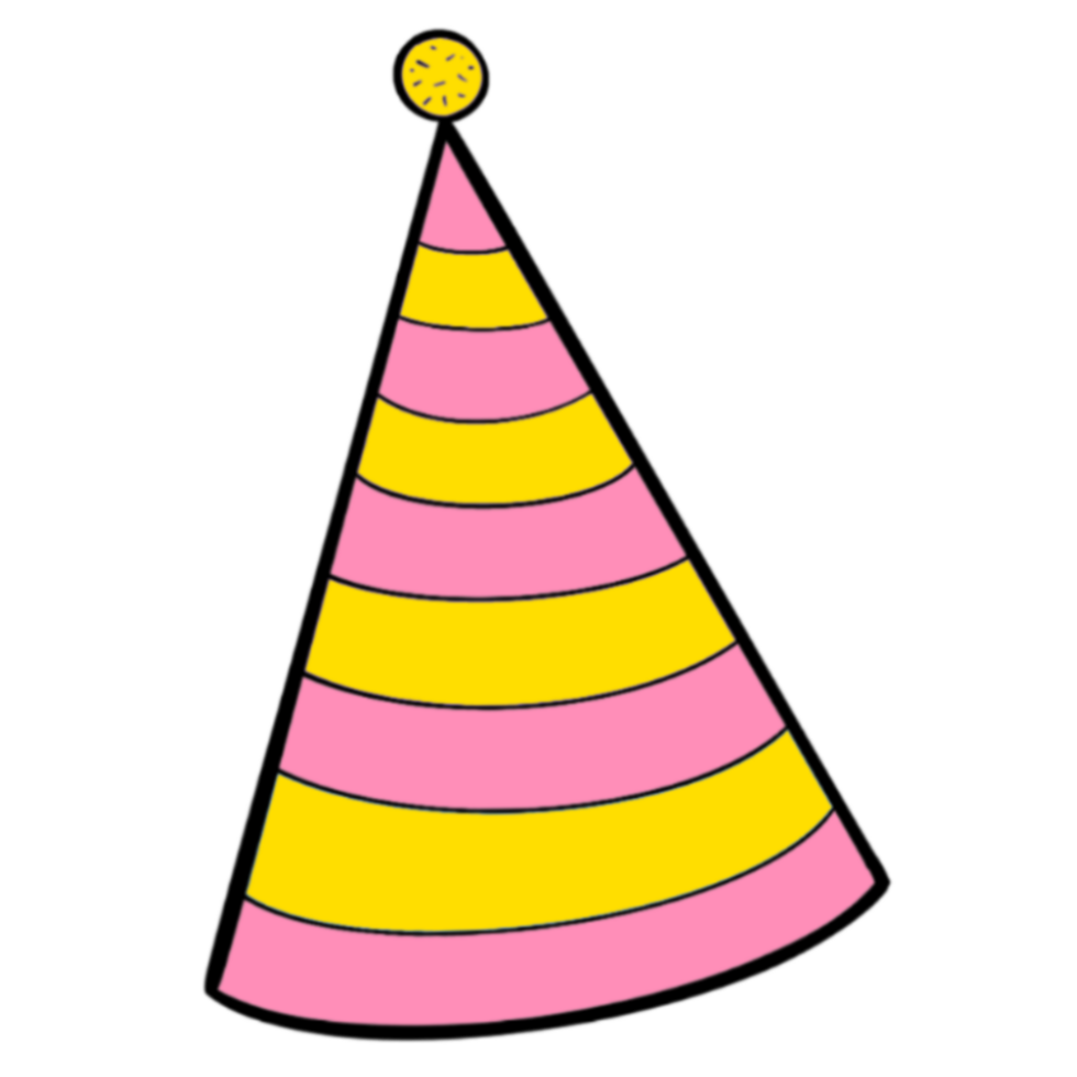 Pink and yellow party hat clip art 50232442 PNG