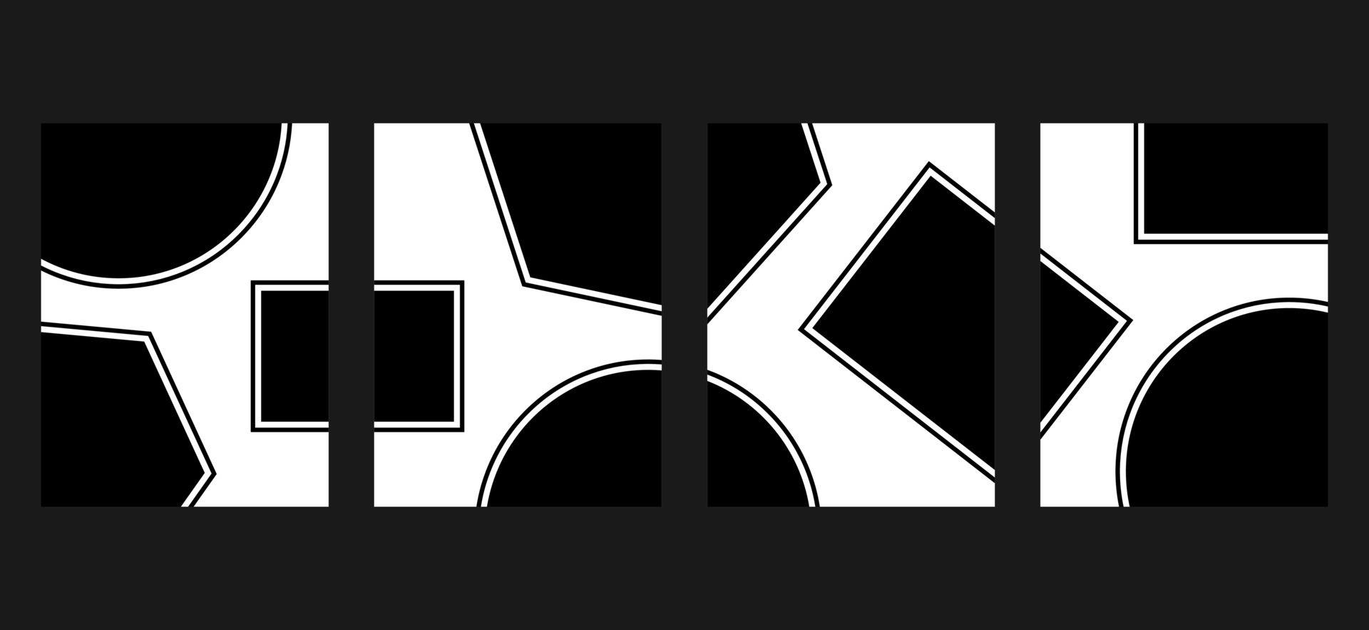 Geometric Pattern Background Retro Black And White Abstract Circle Triangle And Square Lines