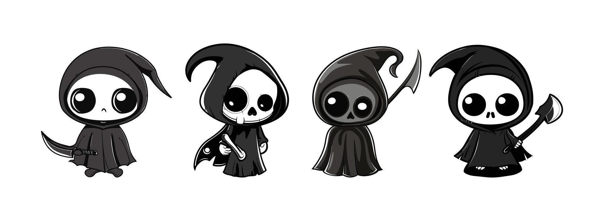 A Cute Grim Reaper With A White Background 50242537 Vector Art At Vecteezy