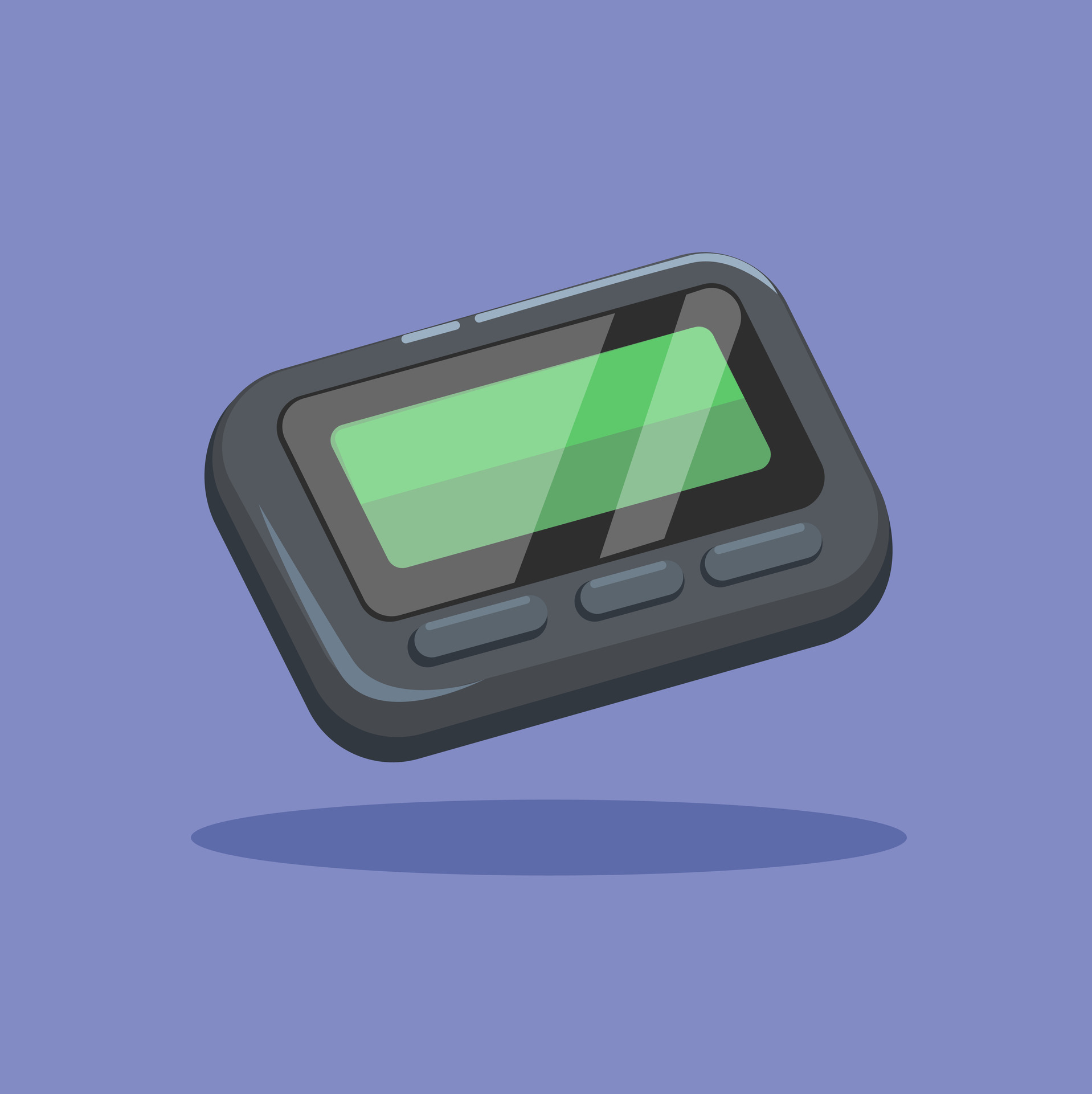 Pager Retro Telecommunication Technology Device Cartoon Illustration