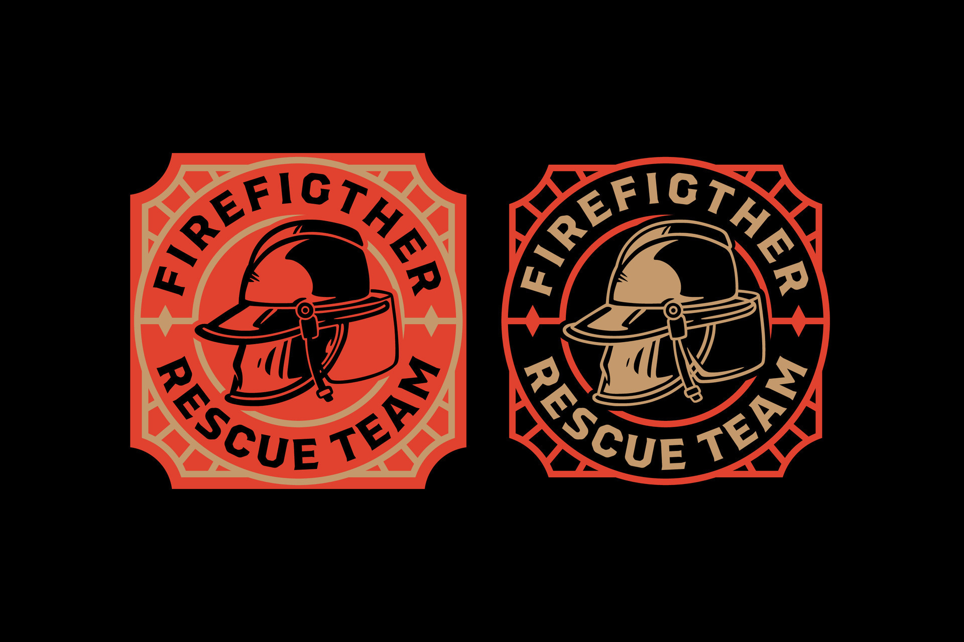 firefighter helmet, fireman hat, safety helmet, headgear, head protector retro vintage logo ...