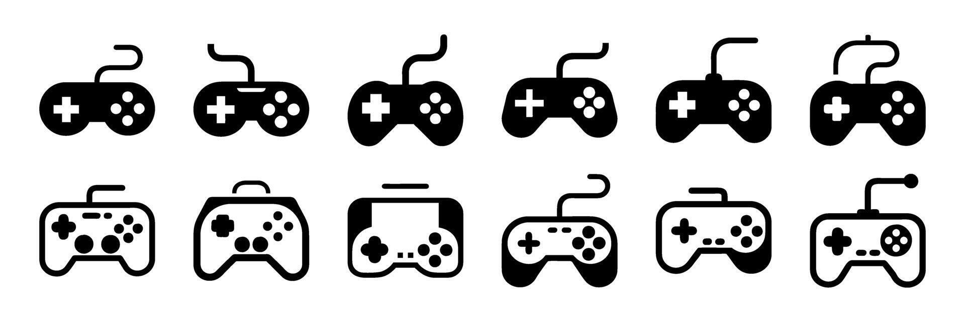 Gaming controller icon set. Silhouette style. Game console. Joystick icon collections. Gamepad ...
