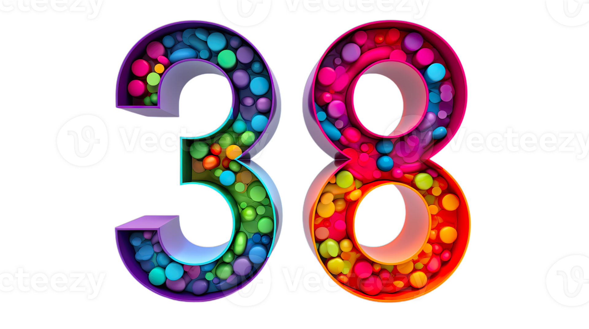 38 colorful numbers on transparent background 50246537 PNG