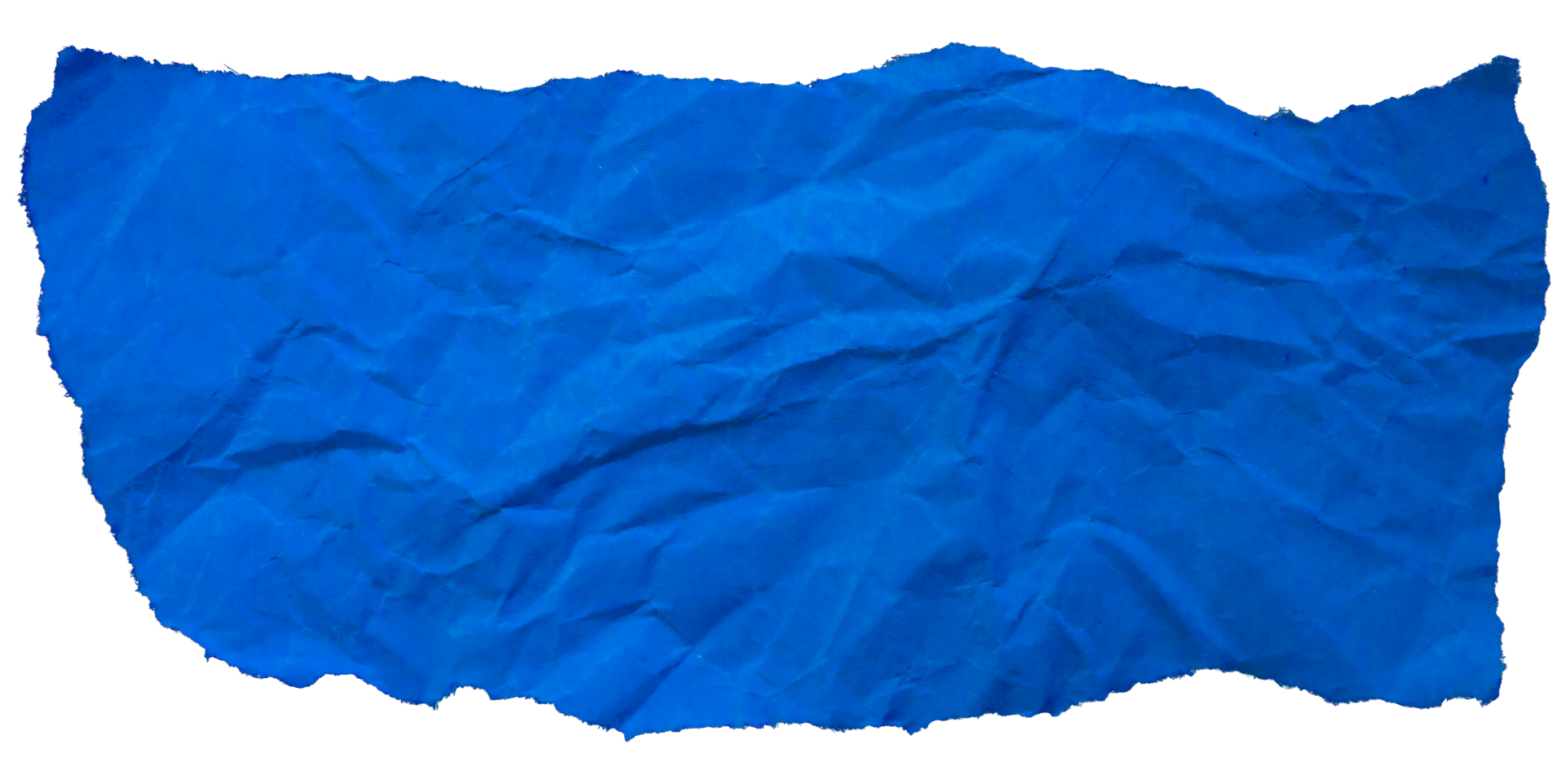 Ripped torn blue wrinkled paper piece on transparent background ...