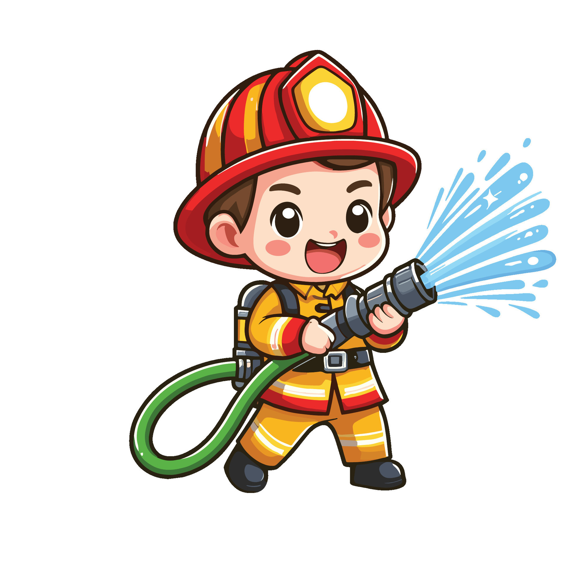 Fireman cartoon character with hose 50261809 Vector Art at Vecteezy