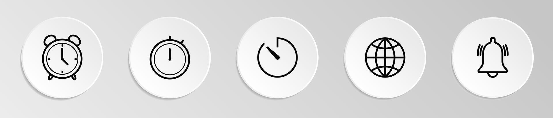 Alarm Stopwatch Timer And World Clock Icons For Time Management And