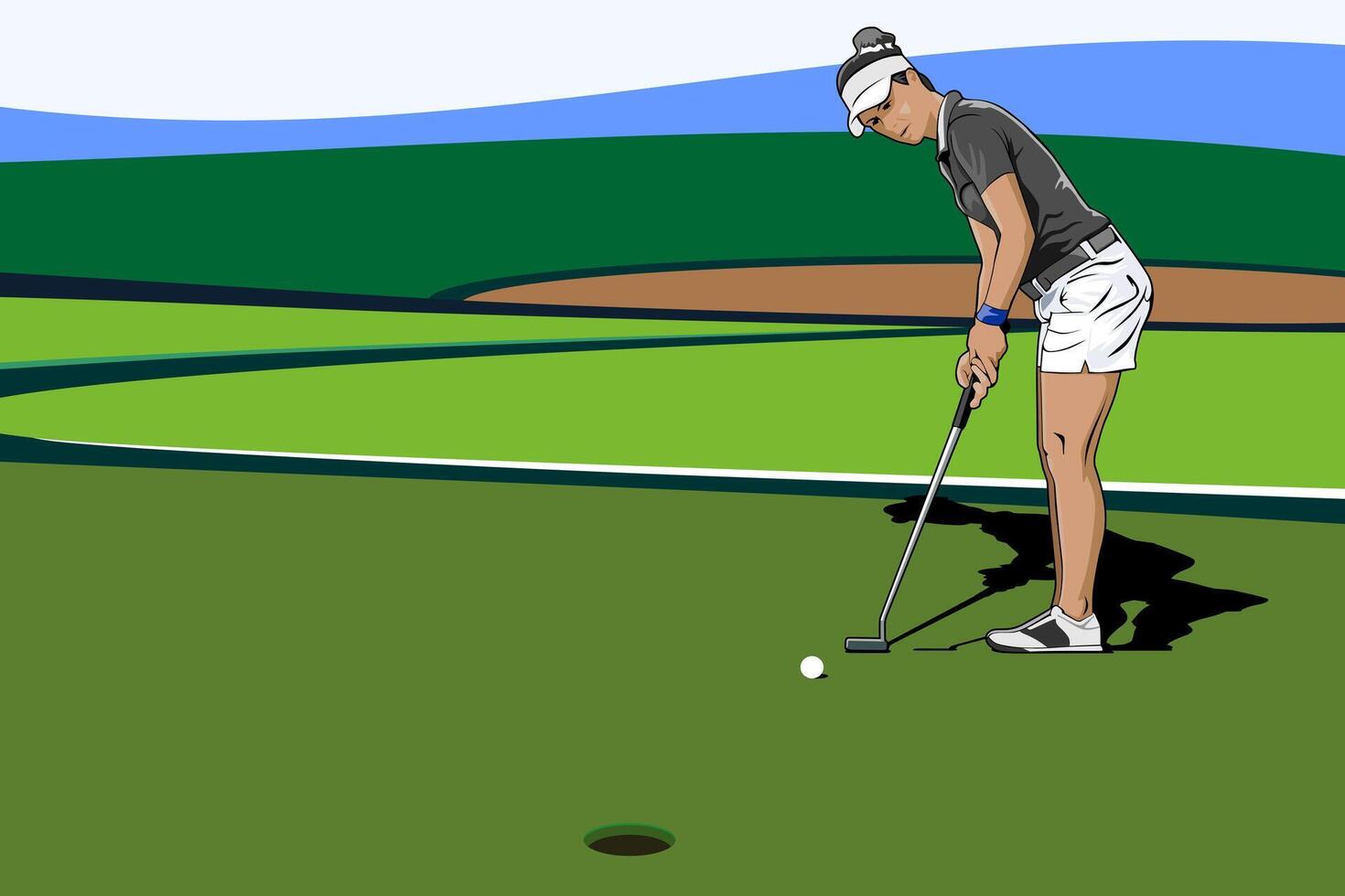 woman golf athlete player shoot illustration design 50269821 Vector Art ...