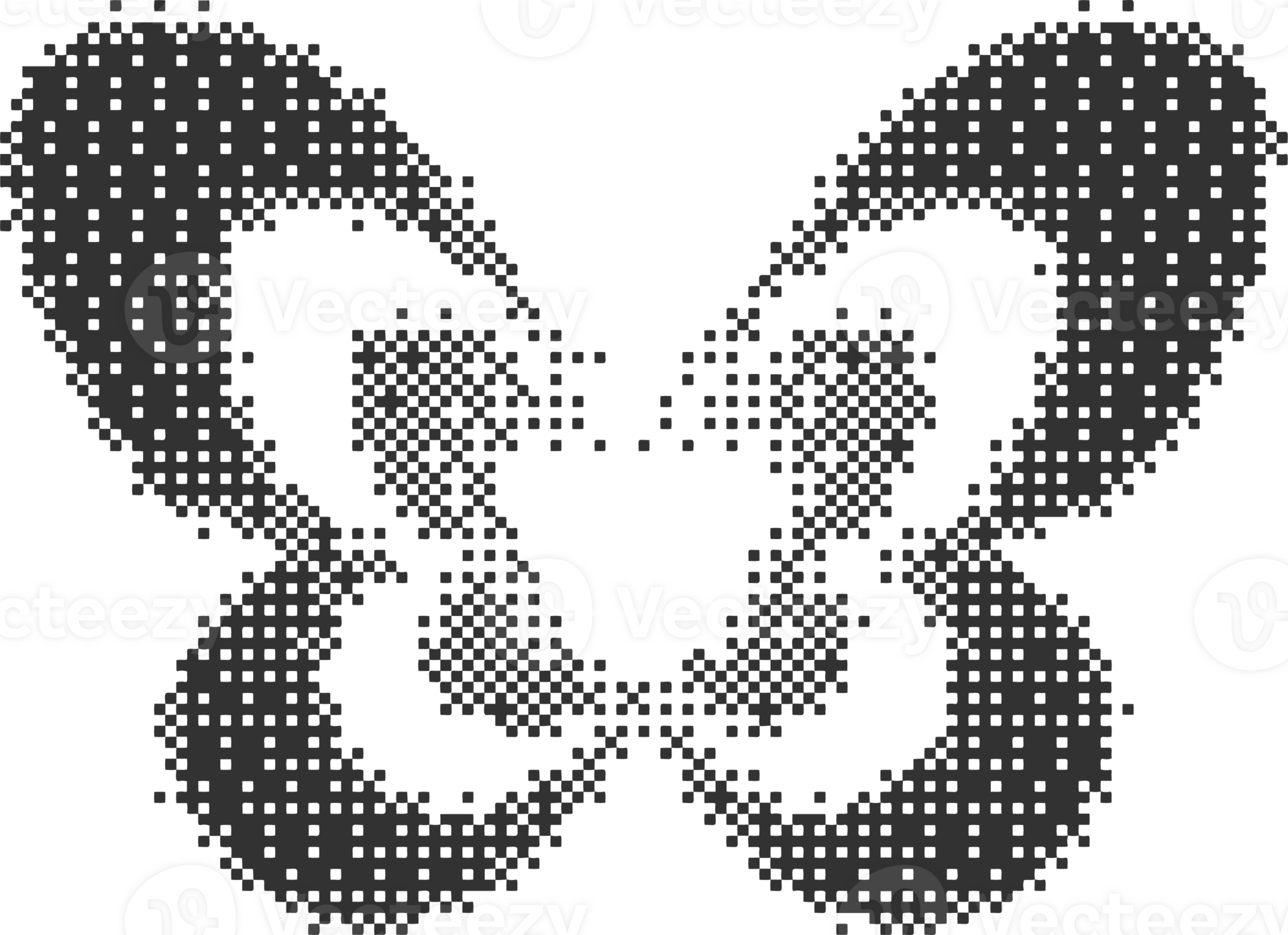 Bitmap pattern abstract butterfly shape. Halftone gradient element ...