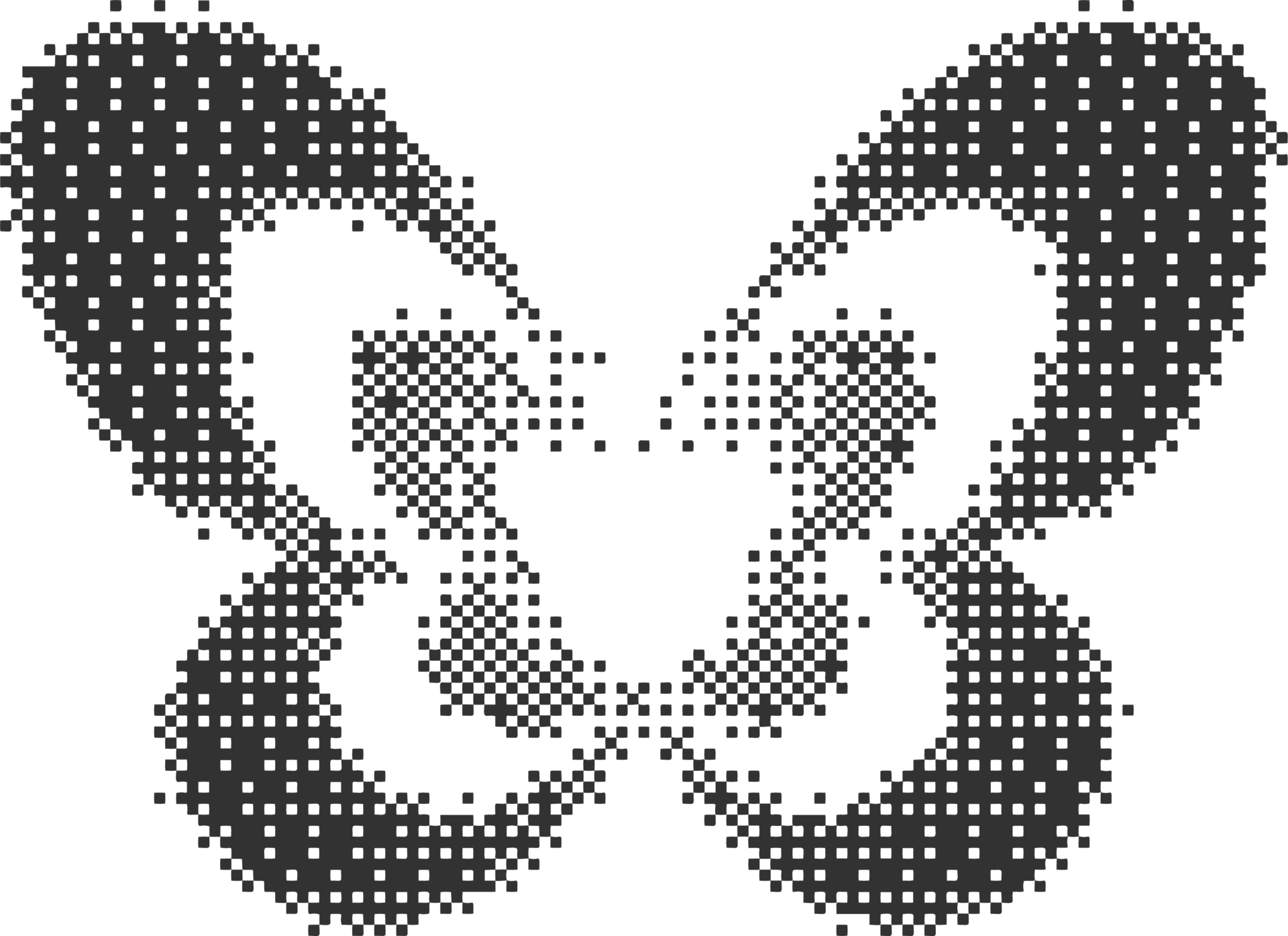 Bitmap pattern abstract butterfly shape. Halftone gradient element. Graphic abstract icon ...