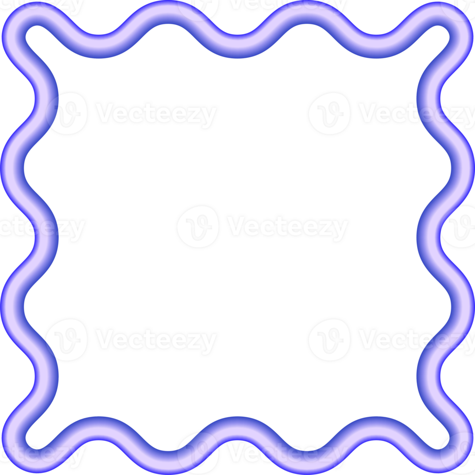 Wavy Border Frame Squiggle Edge Square Neon Color Scallop Shape Retro Groovy Aesthetic