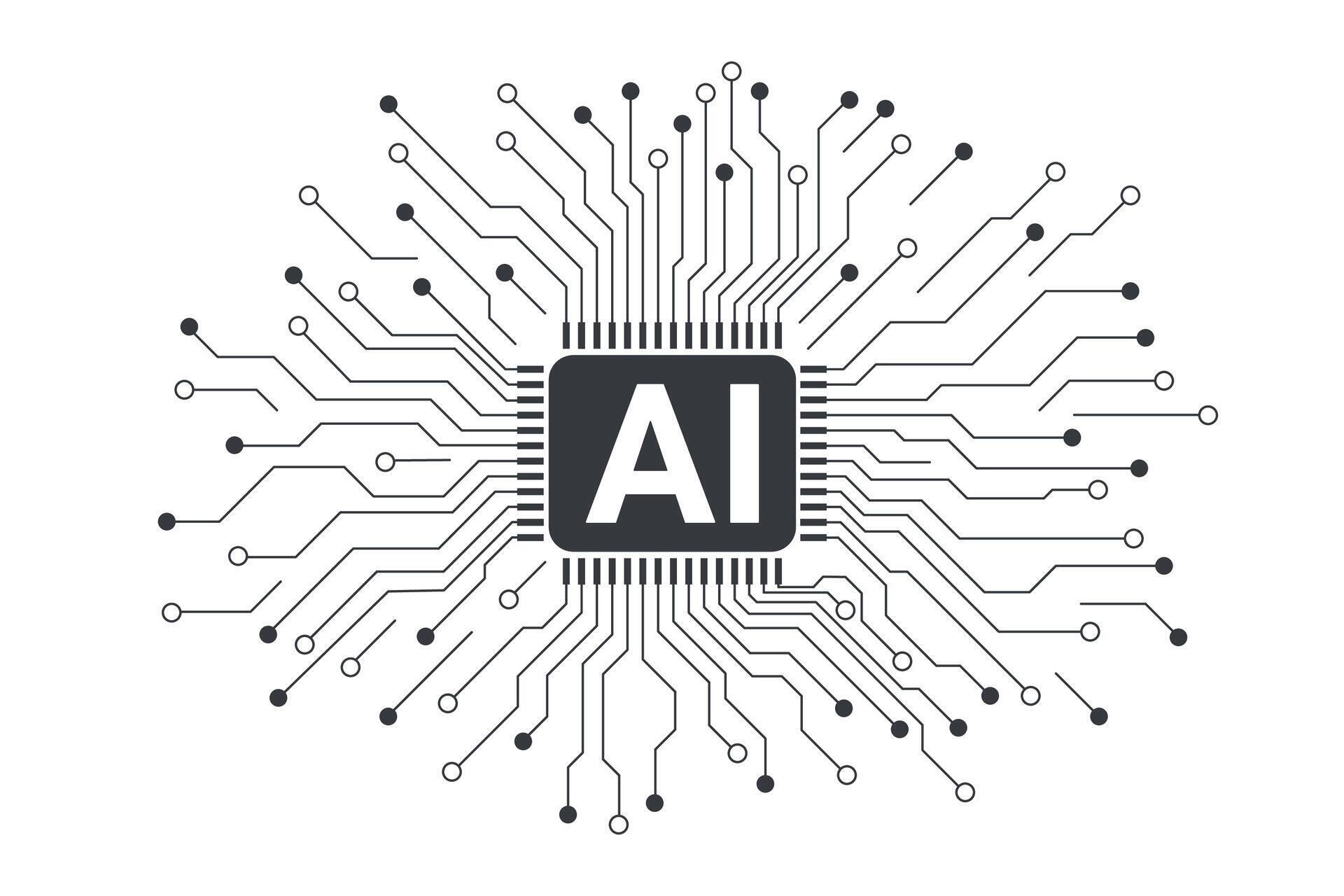 Artificial intelligence chip processor isolated on white. AI concept ...