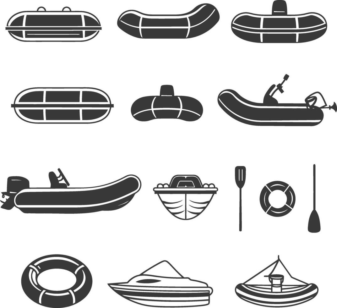 Boat And Inflatable Boat Icons Set Illustration 50279026 Vector Art At Vecteezy