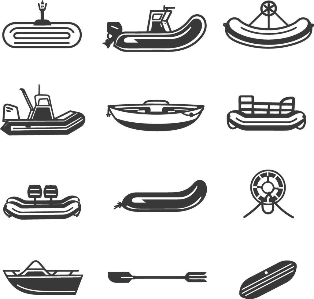 Inflatable Boat Icon Set Illustration 50279057 Vector Art At Vecteezy