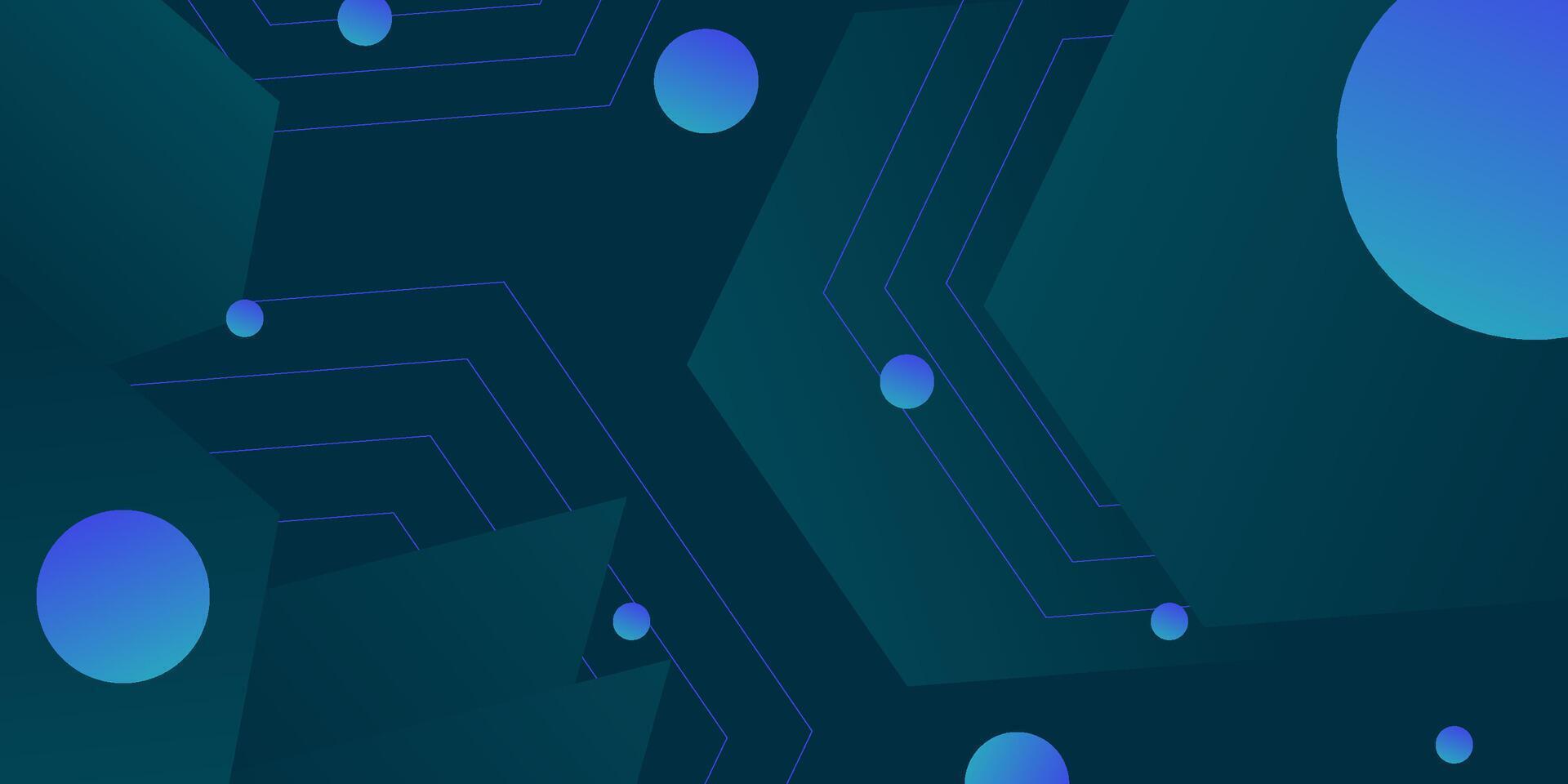 Dark green dynamic gradient abstract background. Hexagonal and circle pattern shapes. Cool ...