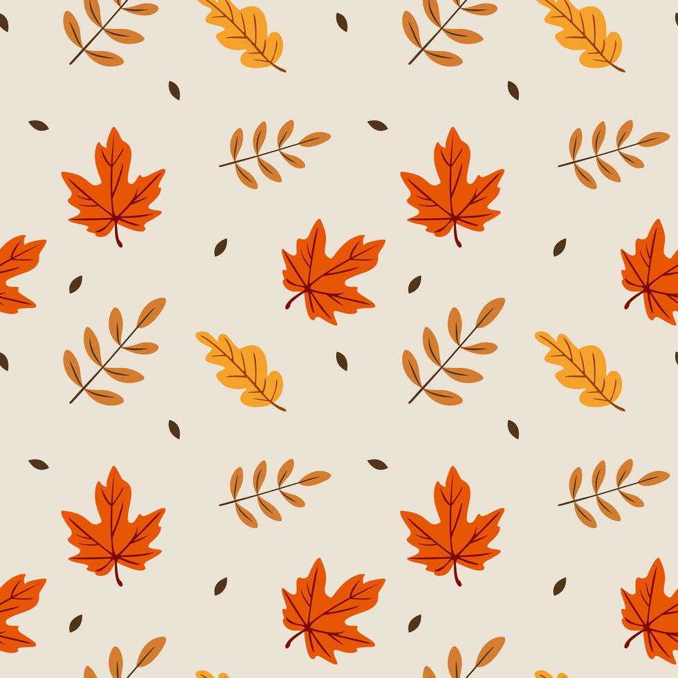Seamless fall pattern with different leaves on light background ...