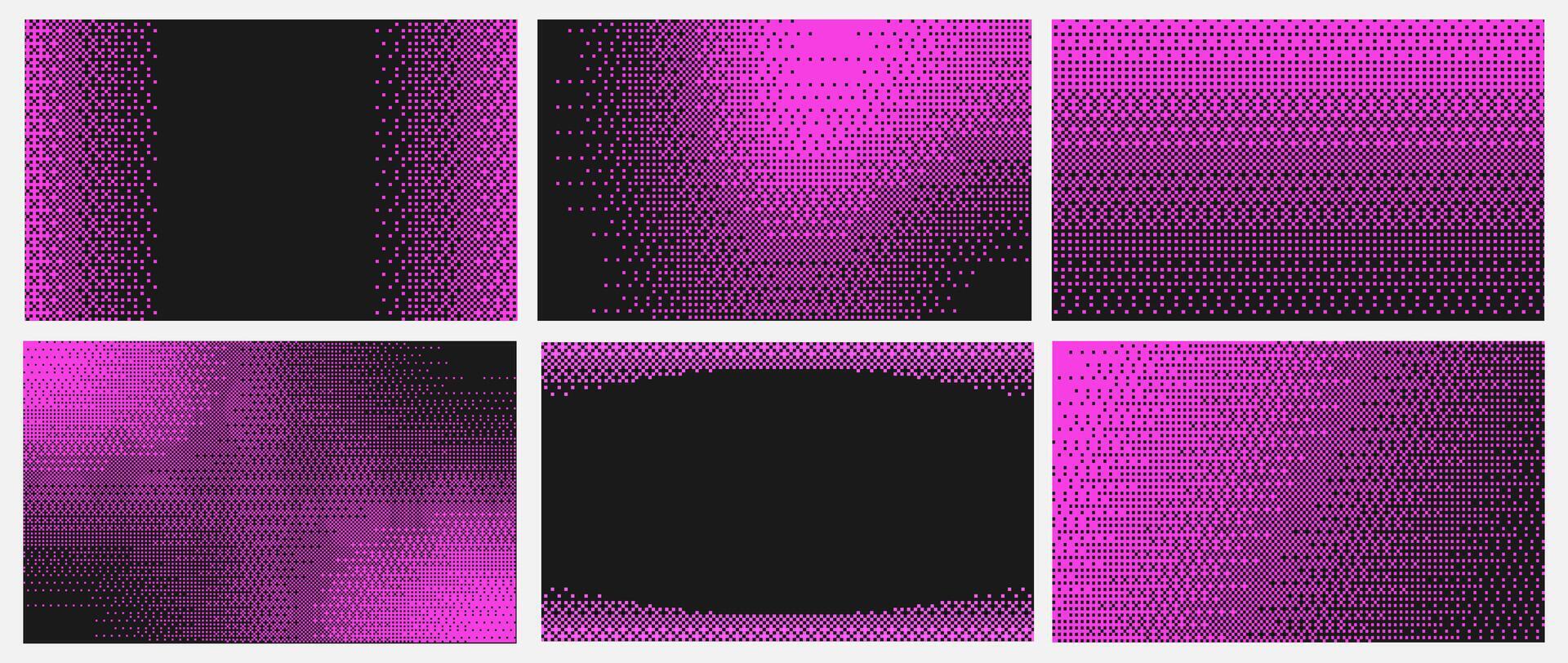 Pixelated gradient bitmap frame background. Y2K aesthetics texture. Neon pink color. Retro game ...
