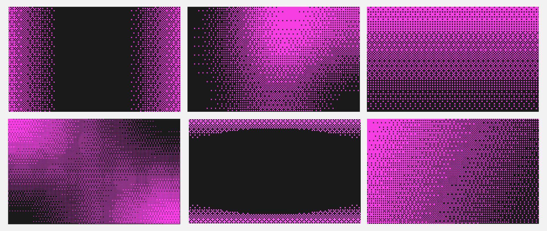 Pixelated gradient bitmap frame background. Y2K aesthetics texture. Neon pink color. Retro game ...