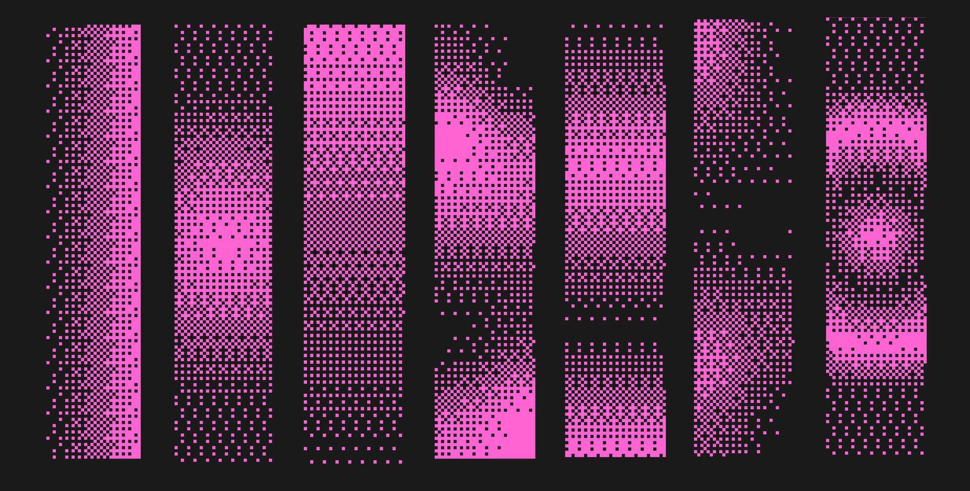 Set of pink stroke with pixelated bitmap texture. . Y2K aesthetics texture. Gradient textured ...