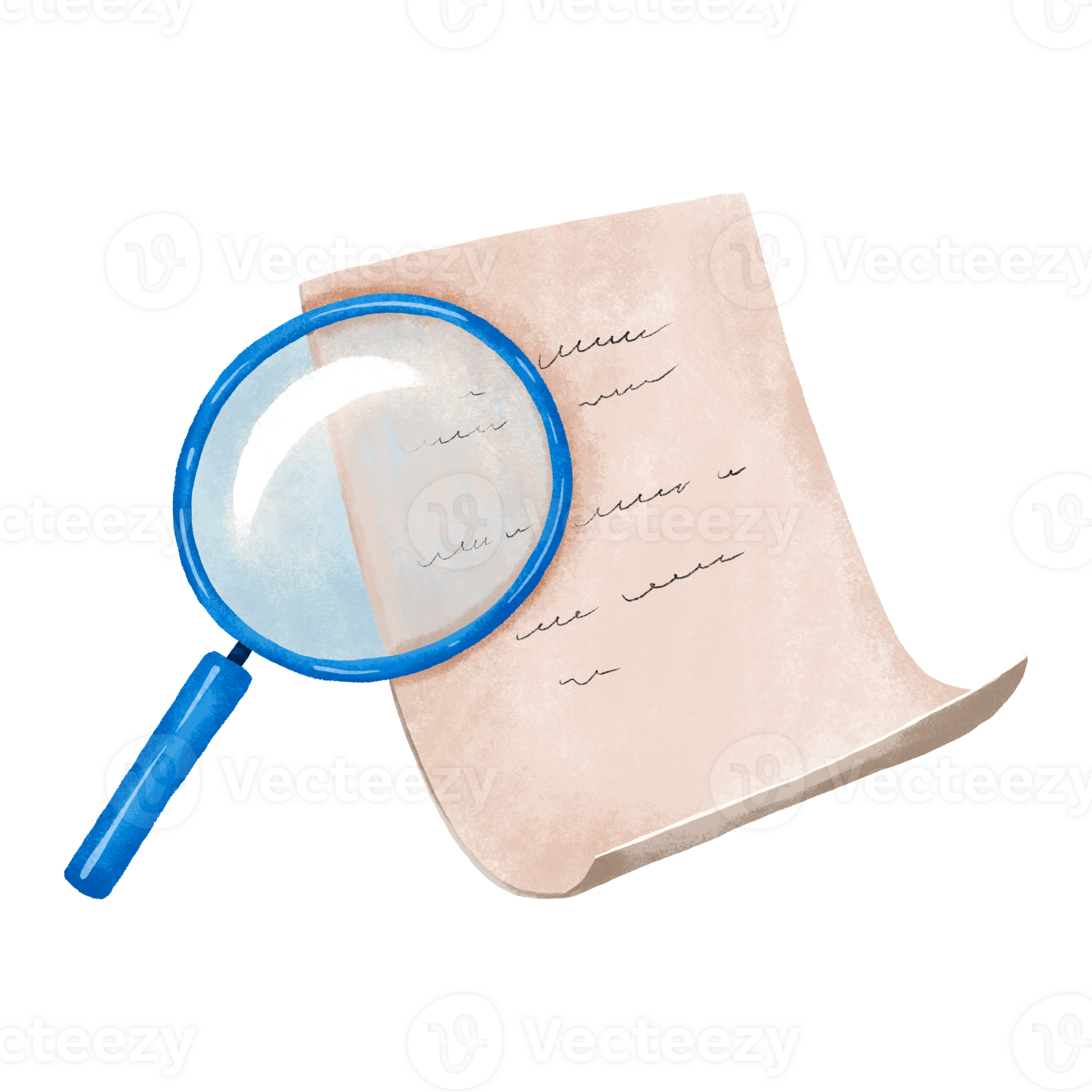 Letter and magnifying glass. Back to school. Hand drawn illustration on ...