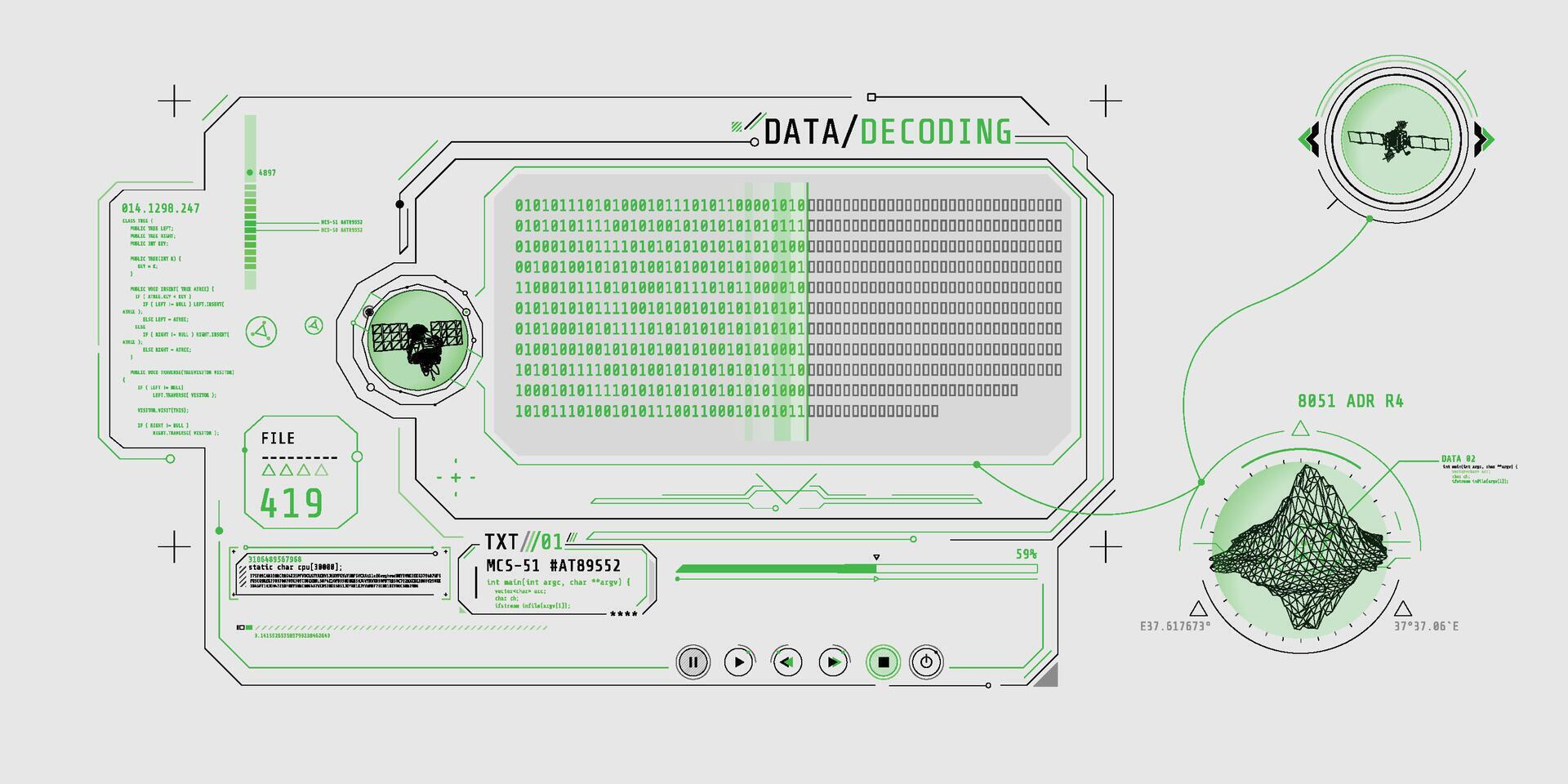 Interface for decoding object data received from satellite. 50361024 Vector Art at Vecteezy