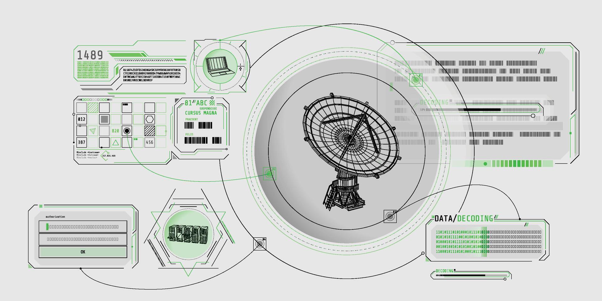 HUD interface for processing and storing radio telescope data. 50361033 Vector Art at Vecteezy