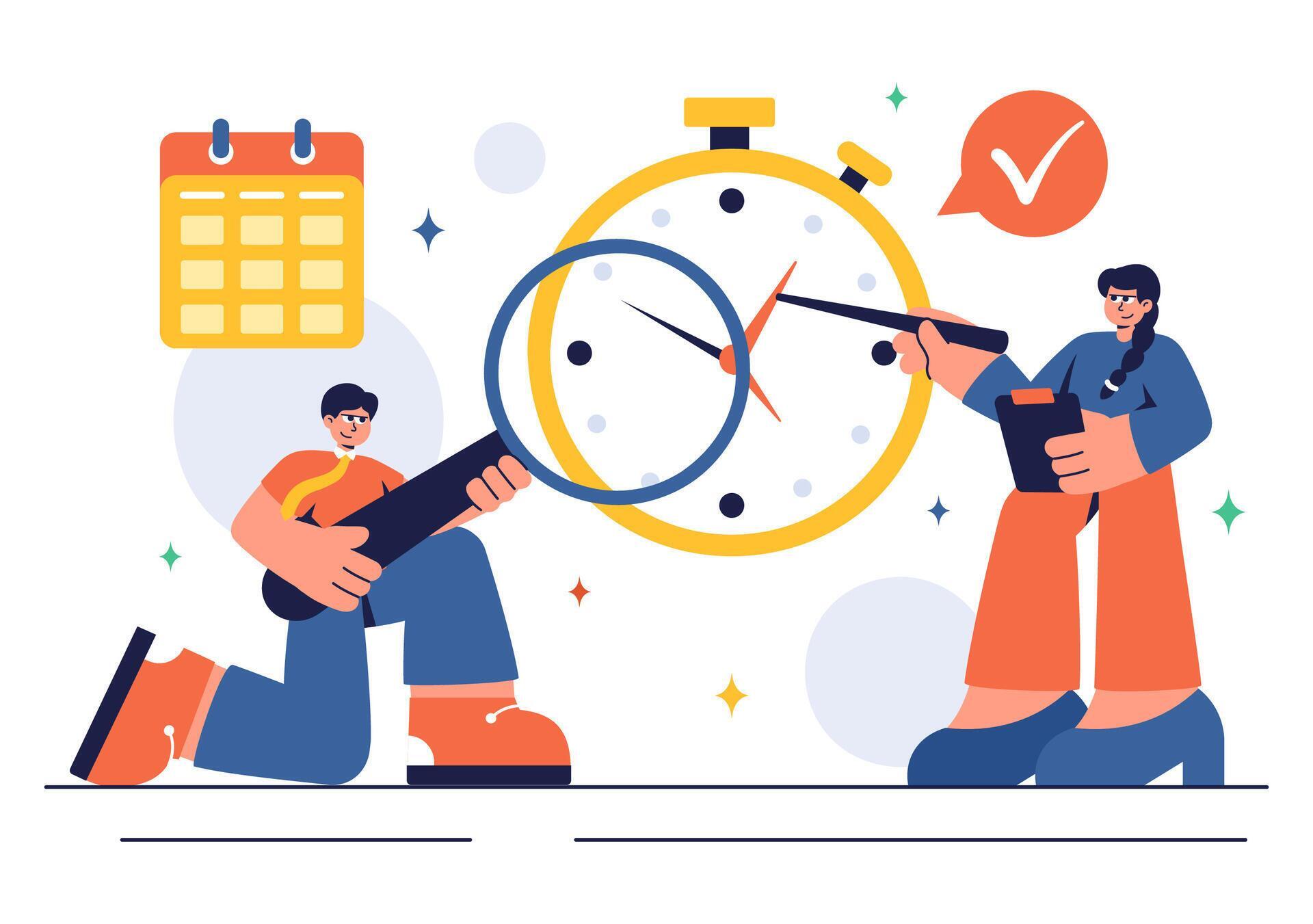 Illustration of Time Management Tools with Clock, Task Planning, and ...