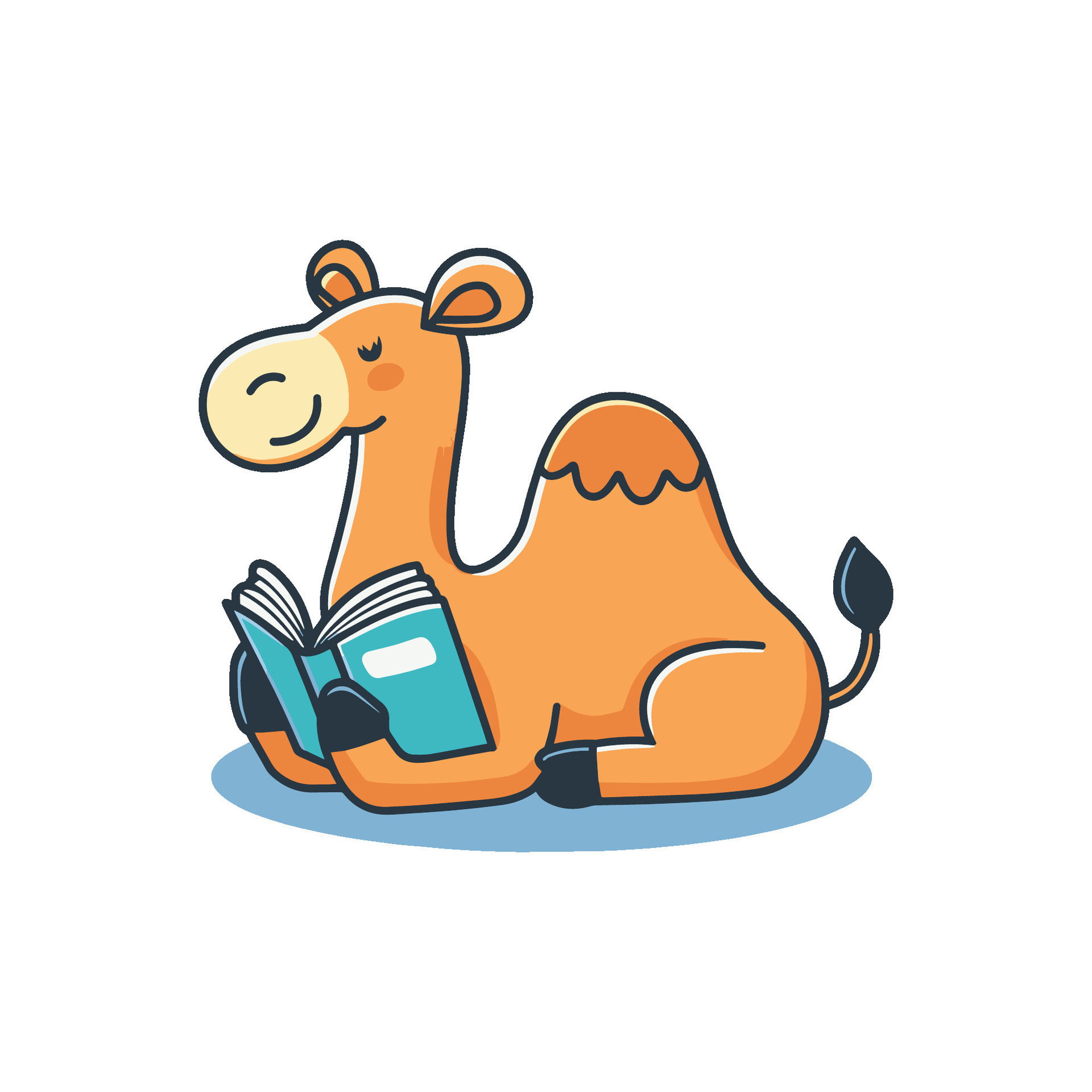 Doodle illustration of a cute camel reading a book 50383061 Vector Art ...
