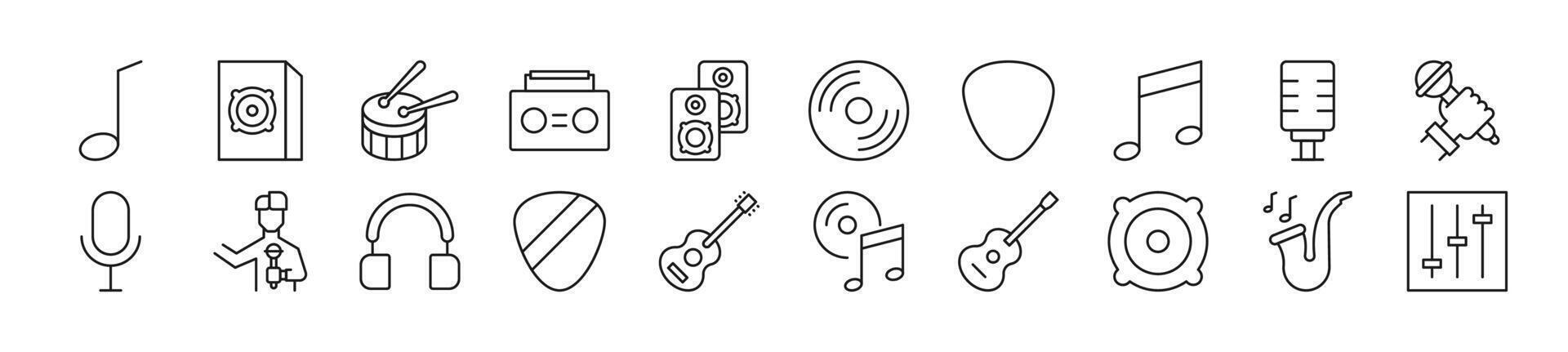 Music Line Icons Collection Editable Stroke Simple Linear