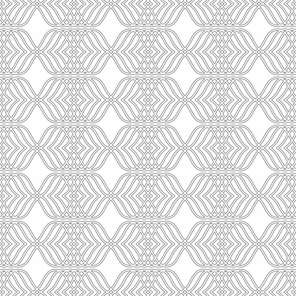 Seamless Wavy Pattern With Overlapping Curved Lines On A White