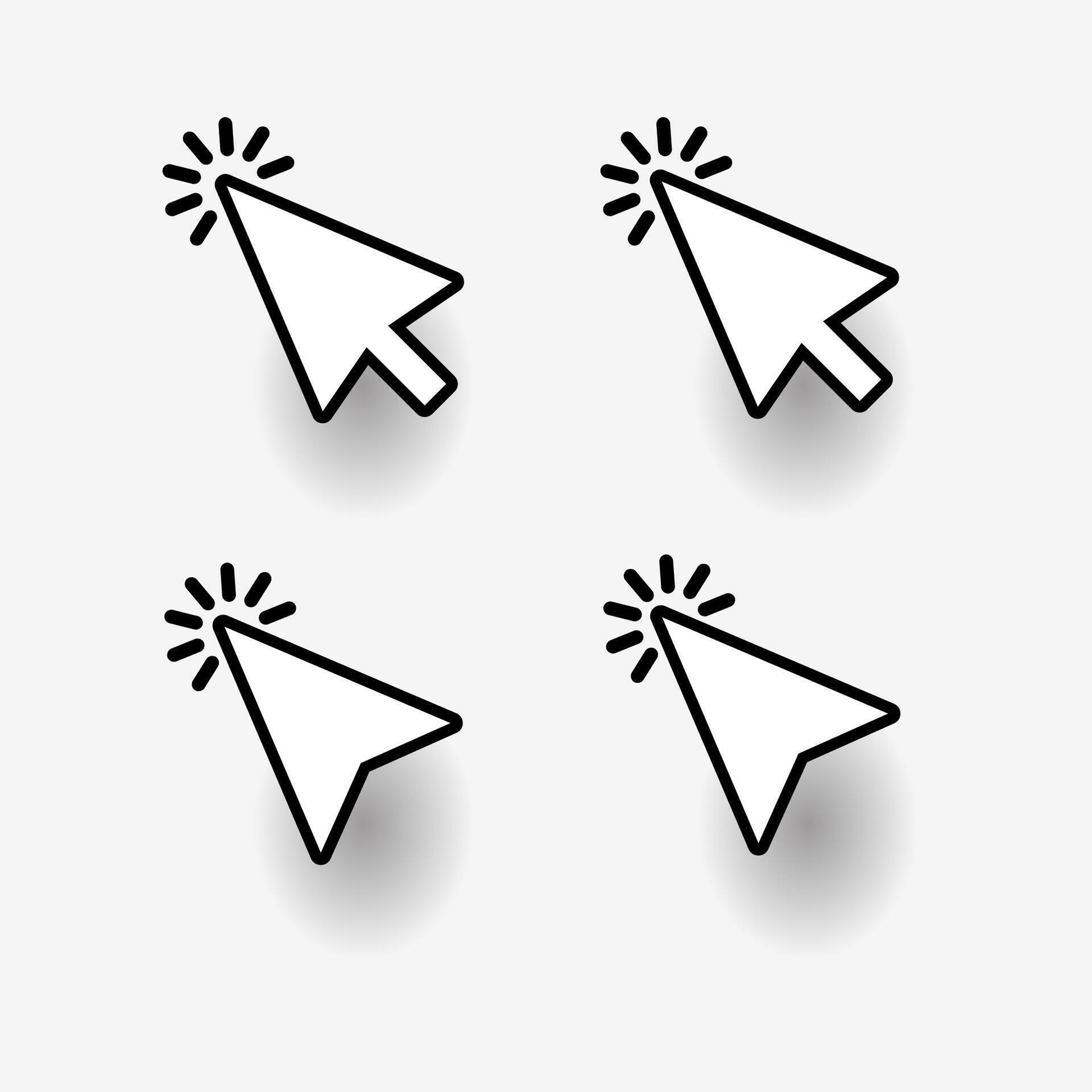 Mouse Cursors And Pointers Linear Style Icon Set On Screen Navigation And User Interactions