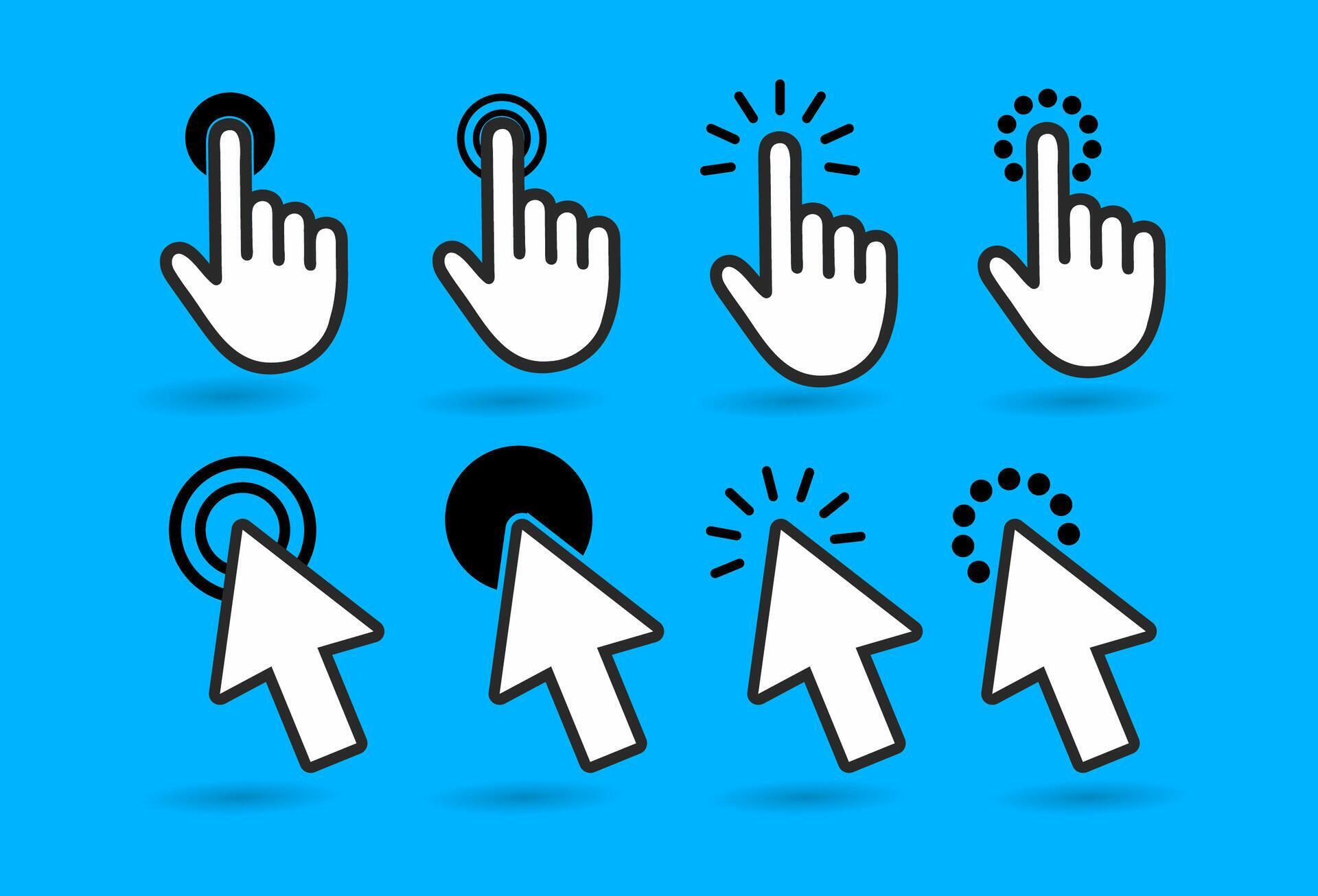 Computer mouse click cursor Pointer cursor Cursors icons click set ...